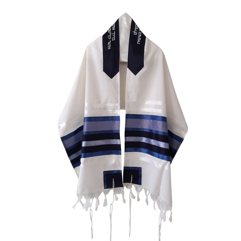 Dark Blue Stripes Wedding Tallit Set Chuppah Tallit | Galilee Silks