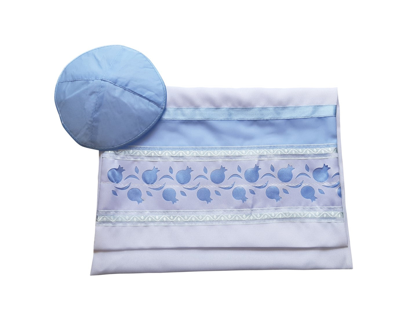 Light Blue Pomegranates Tallit for women, Bat Mitzvah Tallit –Galilee Silks