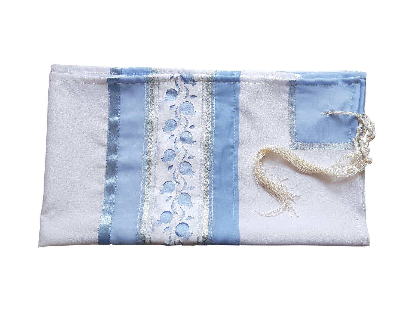 Light Blue Pomegranates Tallit for women, Bat Mitzvah Tallit –Galilee Silks
