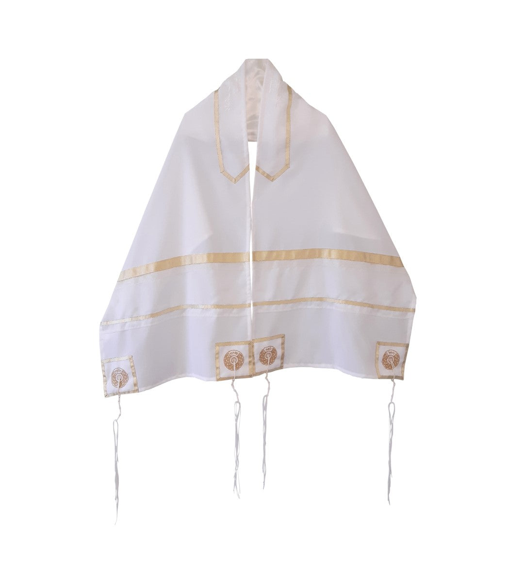 Four Mothers Tallit in Gold- Feminine Girls Tallit – Galilee Silks