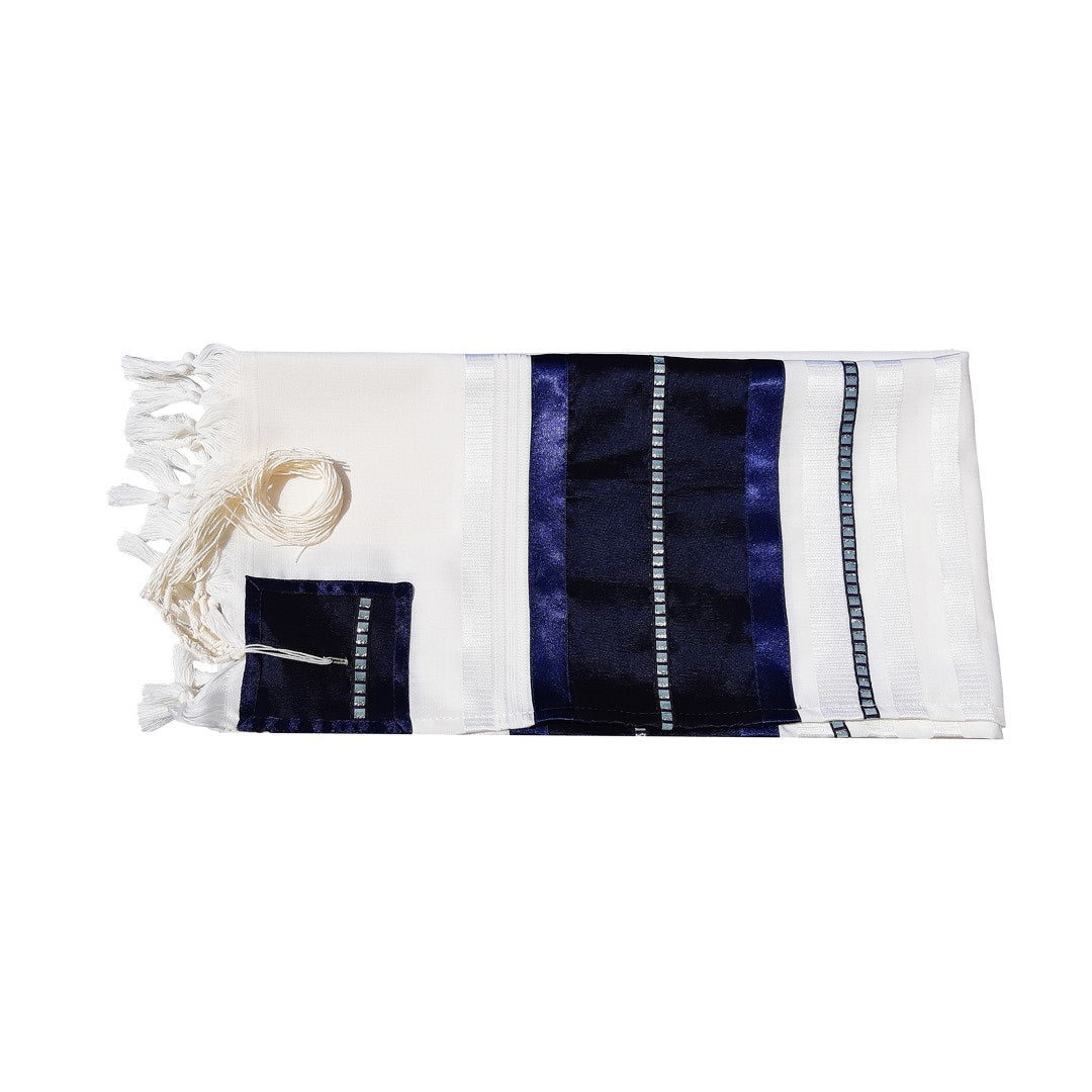 White and Blue Tallit, Bar Mitzvah Tallit Set, Tallit Prayer Shawl, Cu ...