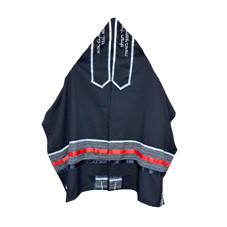 Black Tallit for Men with Red, Bar Mitzvah Tallit Prayer Shawl Tzitzit ...