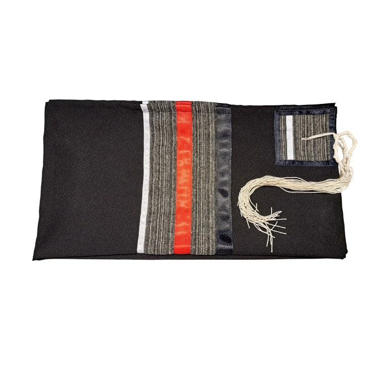 Black Tallit for Men with Red, Bar Mitzvah Tallit Prayer Shawl Tzitzit ...