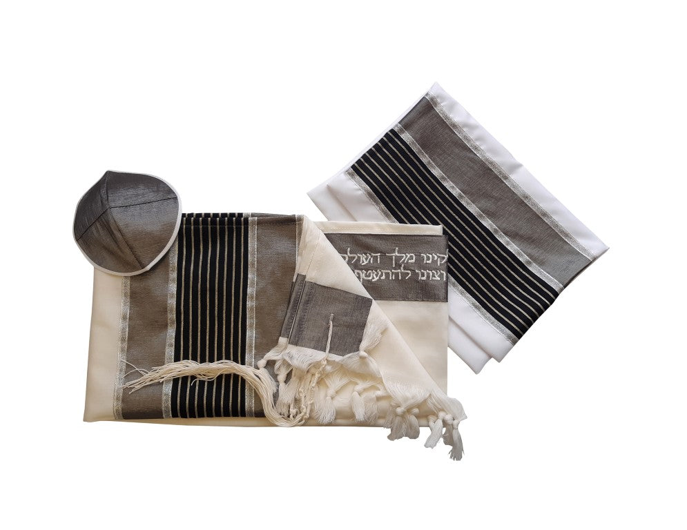 Modern Gray & Silver Wool Tallit, Bar Mitzvah Tallit Prayer Shawl Tzit ...