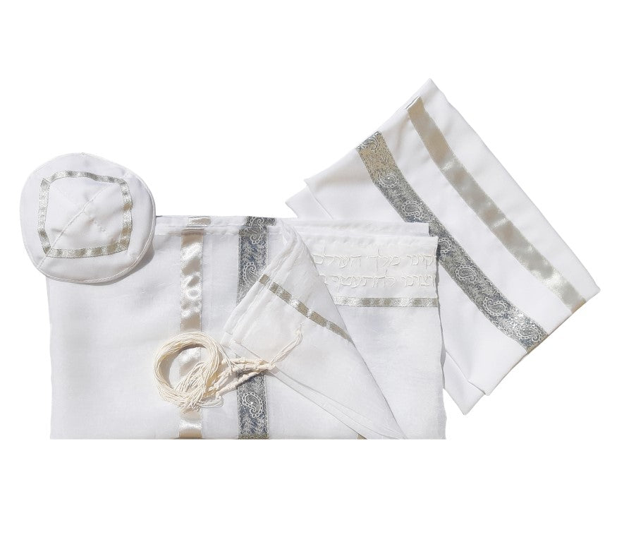 Silver Paisley Tallit for women, Bat Mitzvah Tallit, Girl's Tallit, Wo ...