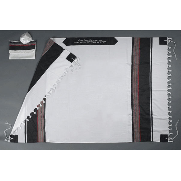 Black And Red Exclusive Wool Tallit for men, Jewish Prayer Shawl, Wool ...