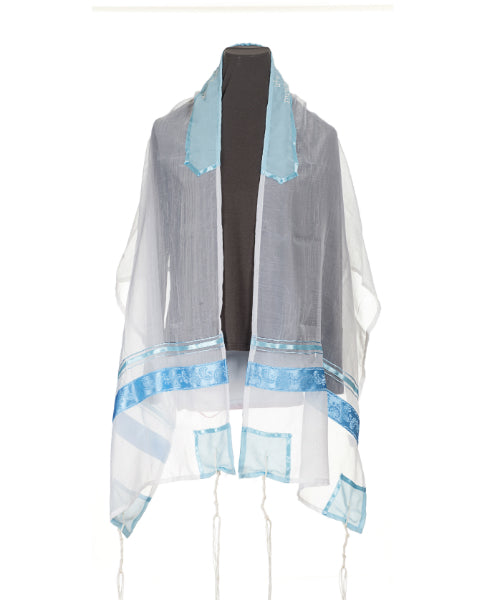 Blue Paisley Tallit for women, Bat Mitzvah Tallit, Sheer Tallit for Gi ...