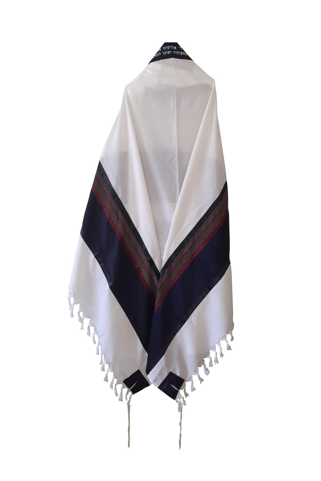Dark Blue and Multi-Colors Wool Tallit, Wedding Tallit – Galilee Silks