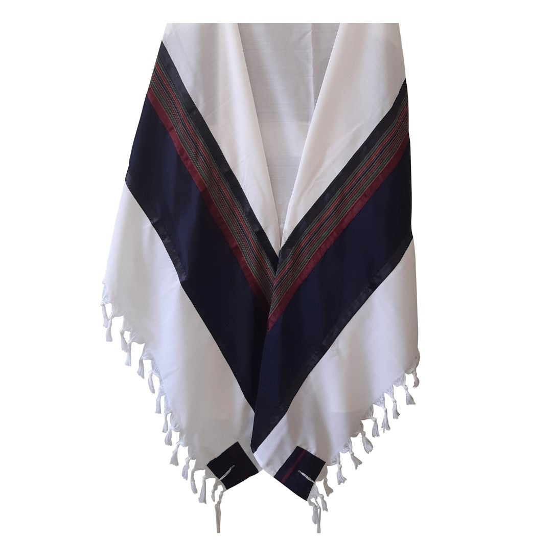 Dark Blue and Multi-Colors Wool Tallit, Wedding Tallit – Galilee Silks