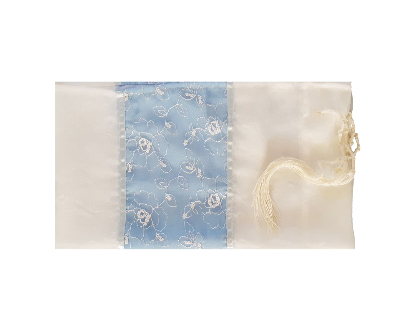 Sheer Blue Floral Decoration Tallit for women, Bat Mitzvah Tallit, Tal ...