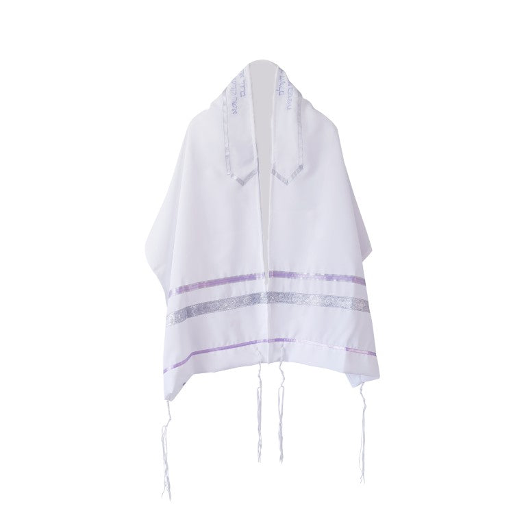Silver and Lilac Paisley Tallit for women, Bat Mitzvah Tallit, Girl's ...