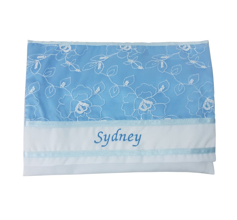 Sheer Blue Floral Decoration Tallit for women, Bat Mitzvah Tallit, Tal ...